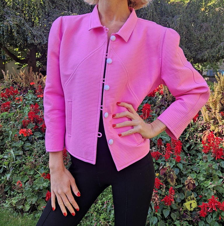 Courrèges Courreges Rose Pink Cotton Elegant Evening Vintage Coat ...