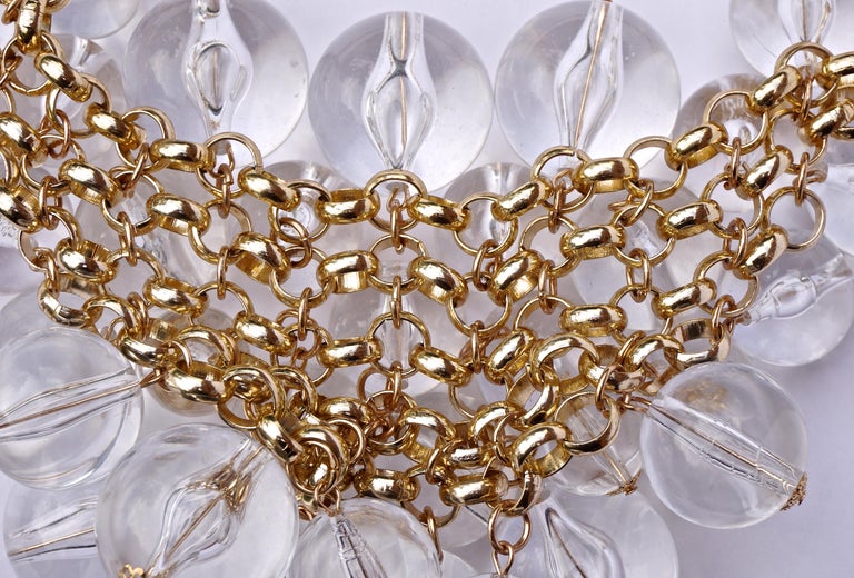 Courreges Pale Gold Tone and Clear Lucite Cluster Balls Bib Statement ...