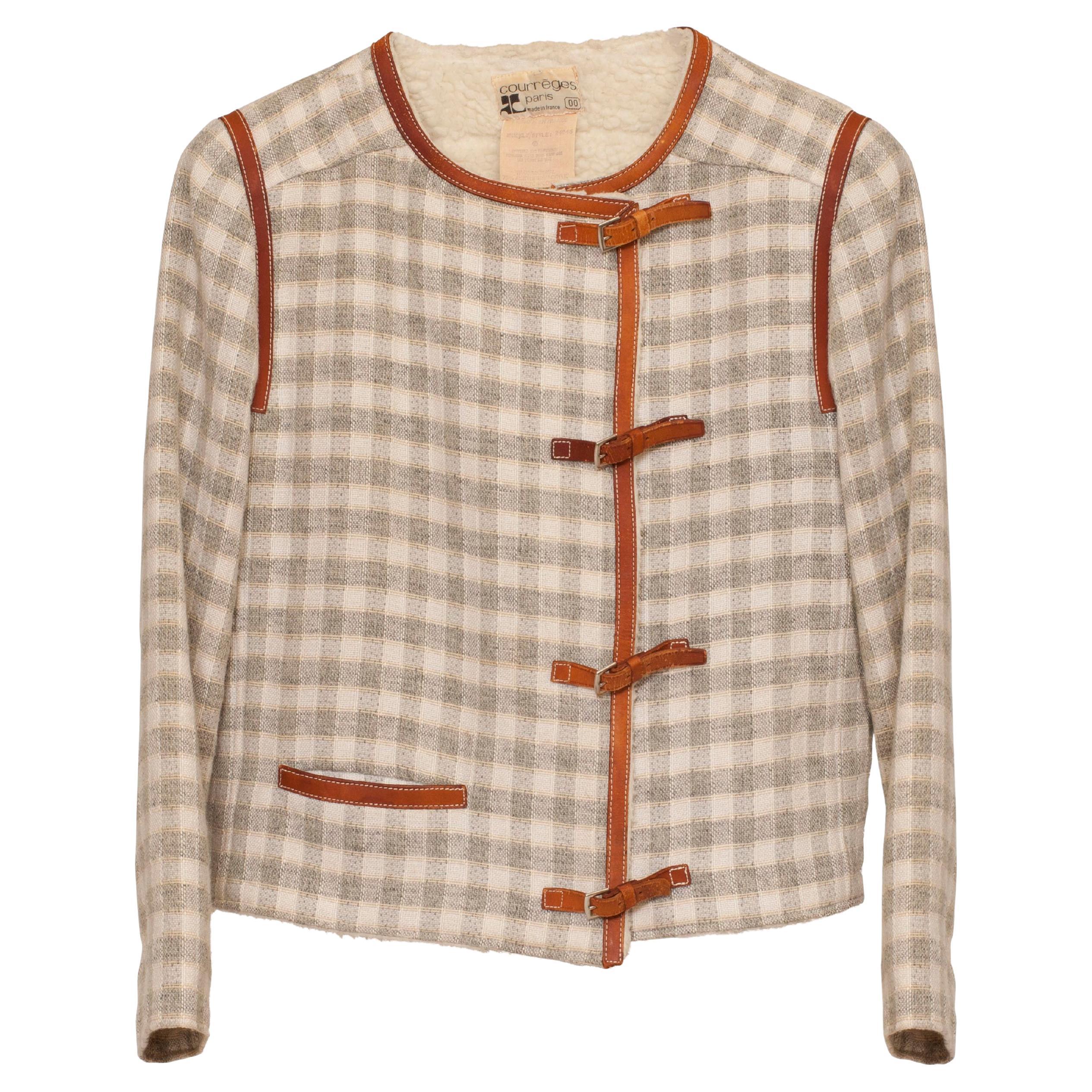 Courreges Paris Natural white and Gray Jacket circa 1960's For Sale at ...