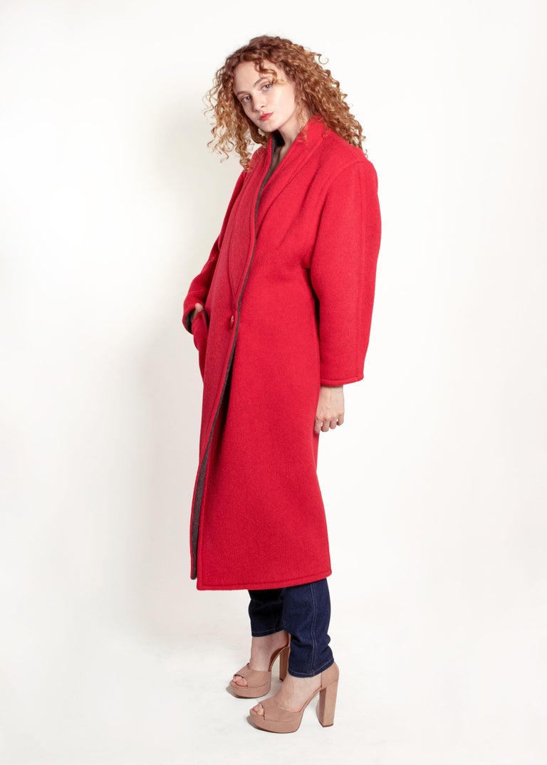 Courreges Red Wool Coat For Sale at 1stDibs
