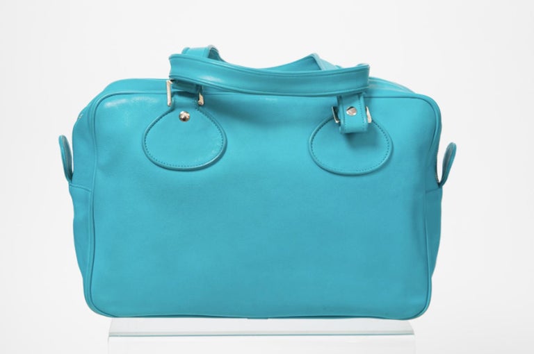Courreges Turquoise Large Bowling Bag For Sale at 1stDibs