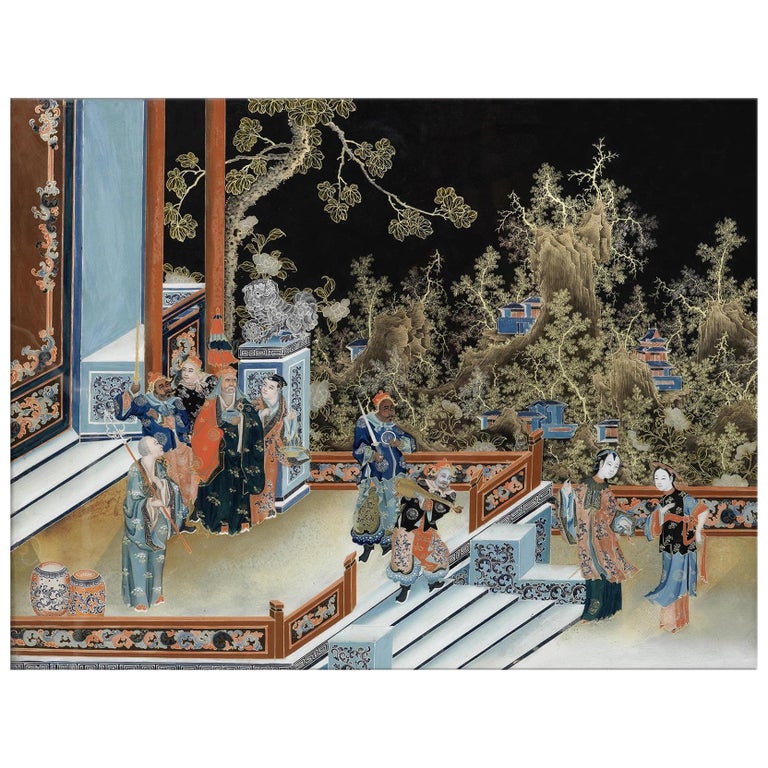 Court Concubine, after Ming Dynasty Oil Painting, Chinese Export For ...