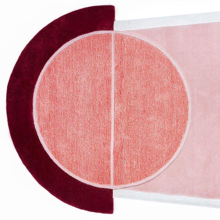 "Court Series" Key 2 Rug by Pieces, Modern Hand-Tufted Pink Red ...