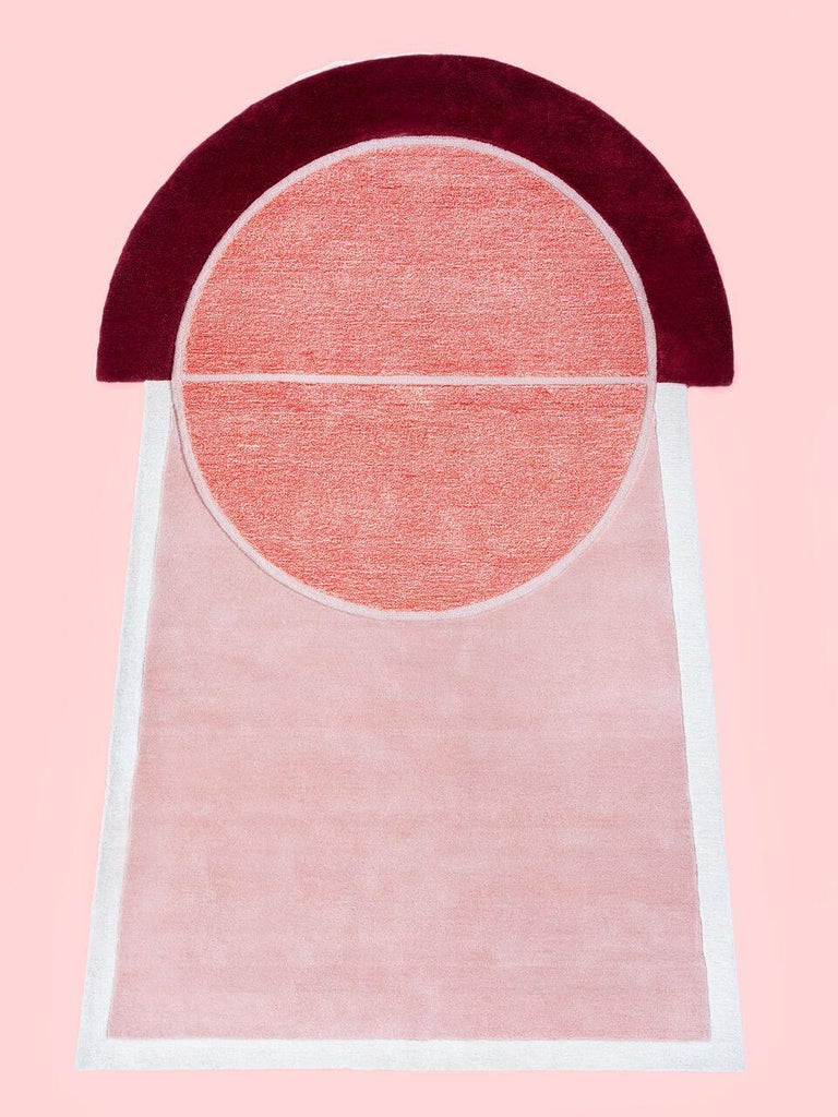 "Court Series" Key 2 Rug by Pieces, Modern Hand-Tufted Pink Red ...