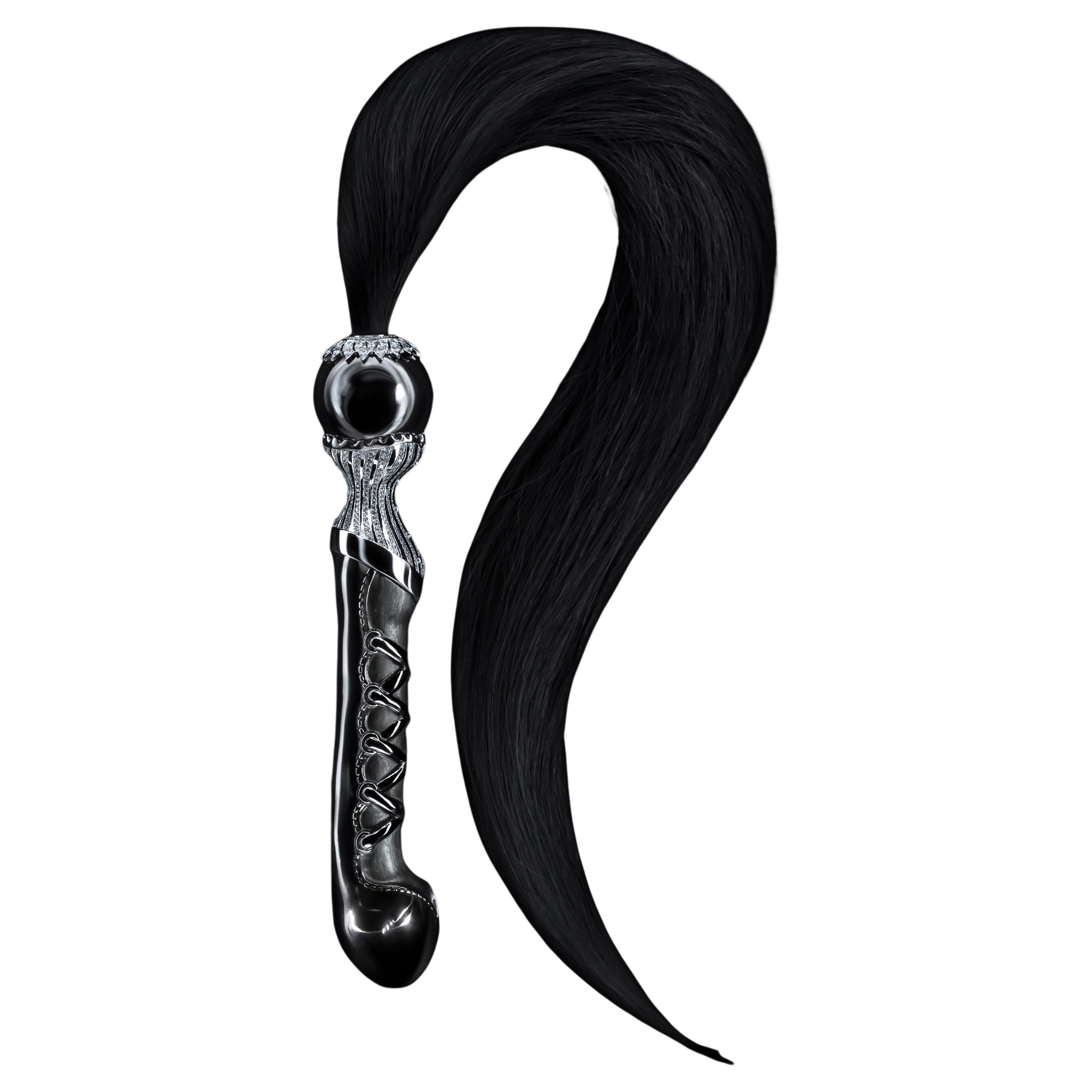 Courtesan 18K White Gold, Black Rhodium and Diamond Olisbos Sculpture ...