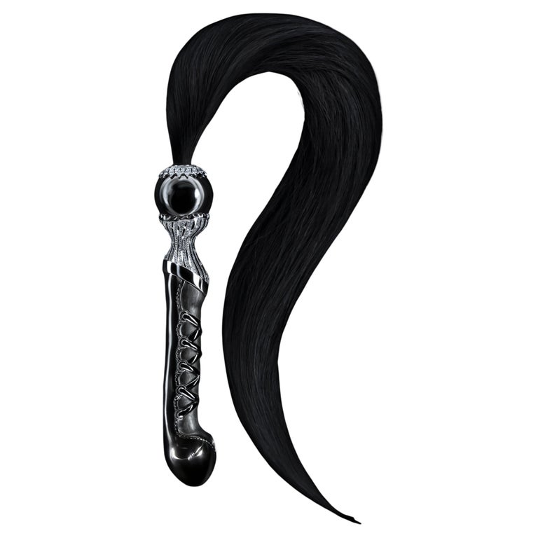 Courtesan 18K White Gold, Black Rhodium and Diamond Olisbos Sculpture ...