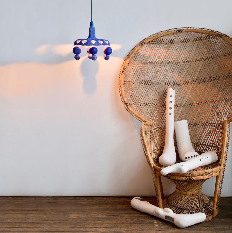 Courtship Behavior Wee Pendant Lamp, Hand-Built Blue Ceramic by Yuko ...