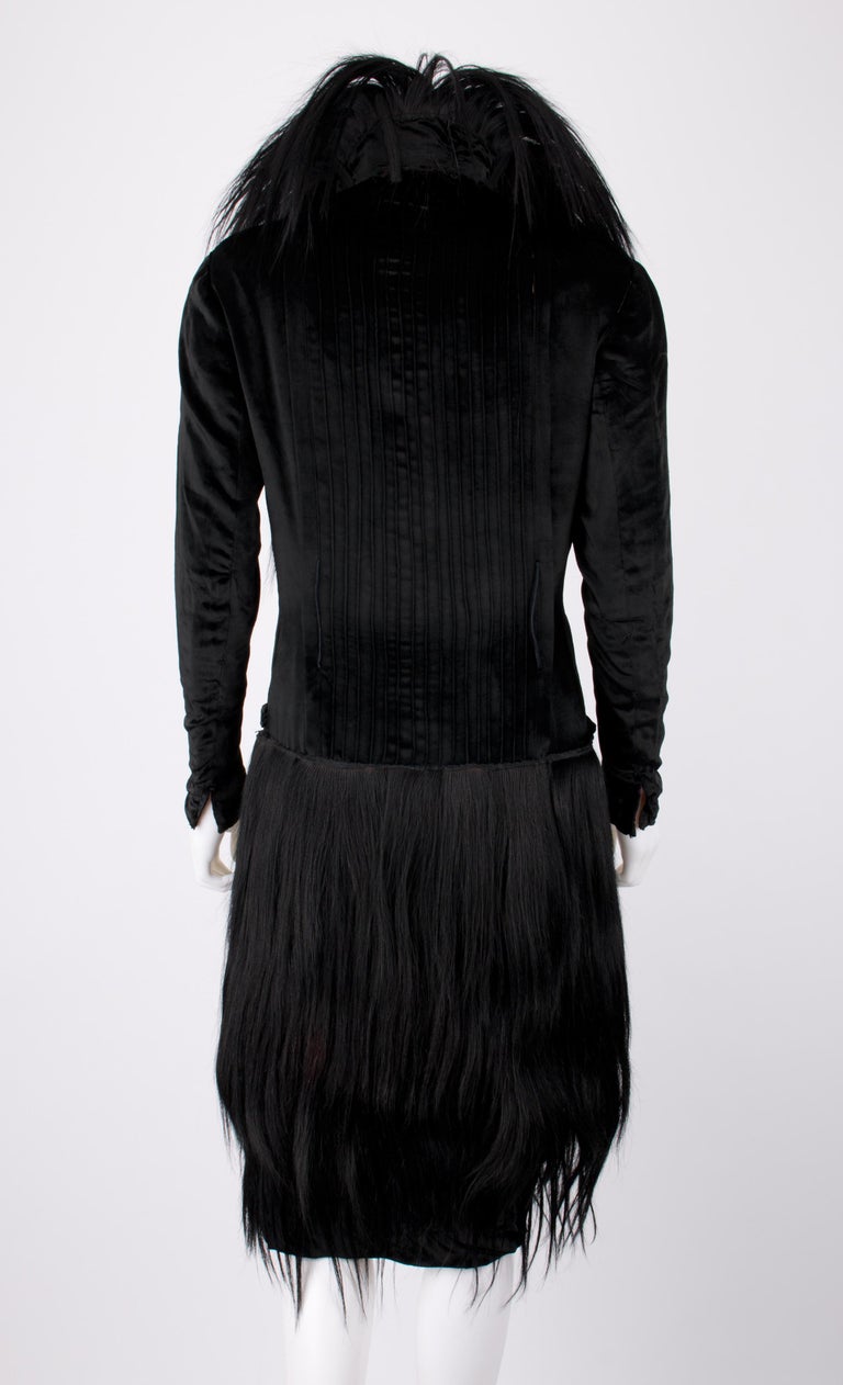 COUTURE c.1920's Black Long Fur Silk Velvet Avant Garde Flapper Coat ...