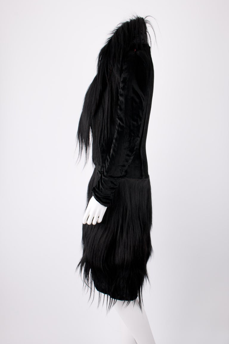 COUTURE c.1920's Black Long Fur Silk Velvet Avant Garde Flapper Coat ...