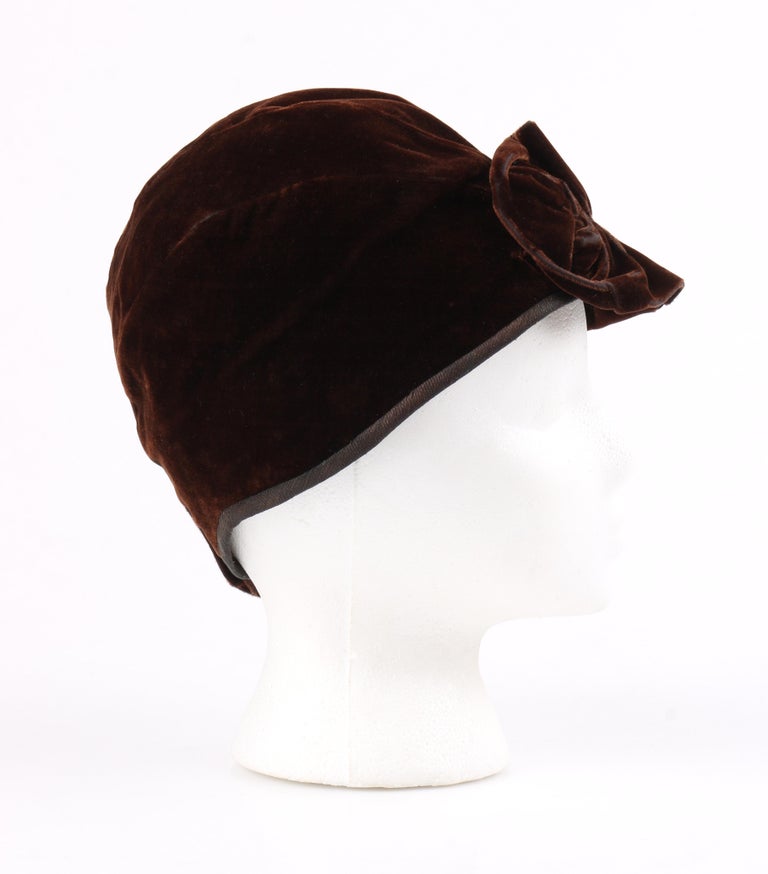 COUTURE c.1920’s Dark Brown Ruffle Tortoise Shell Crystal Deco Velvet ...