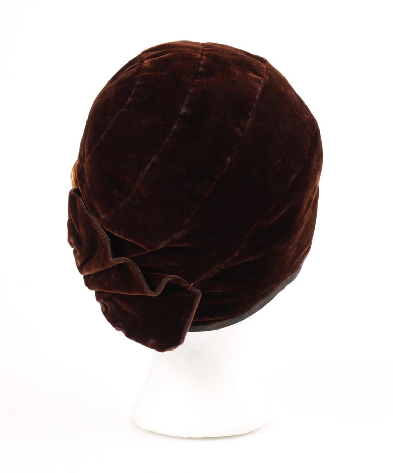 COUTURE c.1920’s Dark Brown Ruffle Tortoise Shell Crystal Deco Velvet ...
