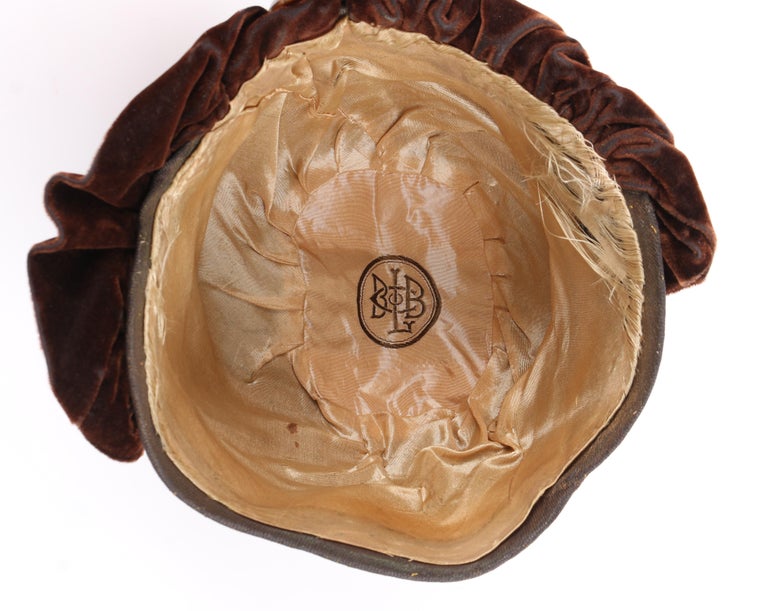 COUTURE c.1920’s Dark Brown Ruffle Tortoise Shell Crystal Deco Velvet ...