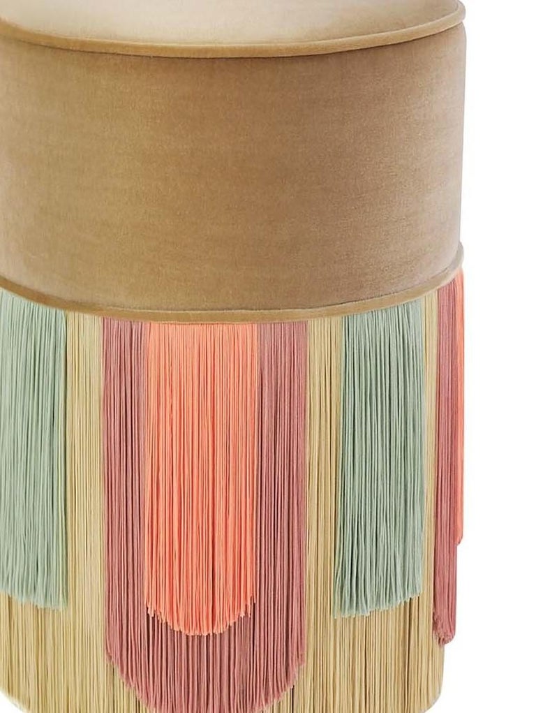 Couture Geometric Beige Decò Ottoman For Sale at 1stDibs