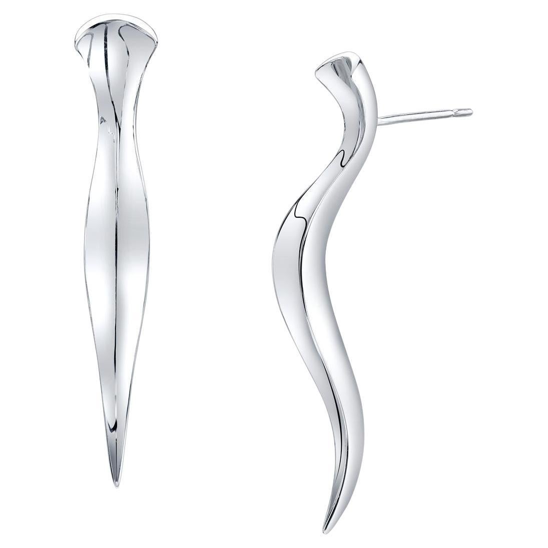 Sculptural Contemporary, Couture 18K Gold Earrings with Natural White ...