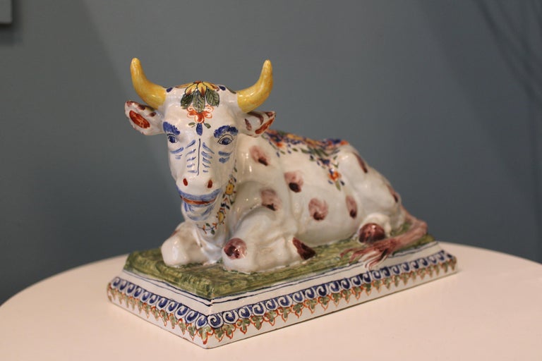 Cow attributed to Delft earthenware, 18th century For Sale at 1stDibs