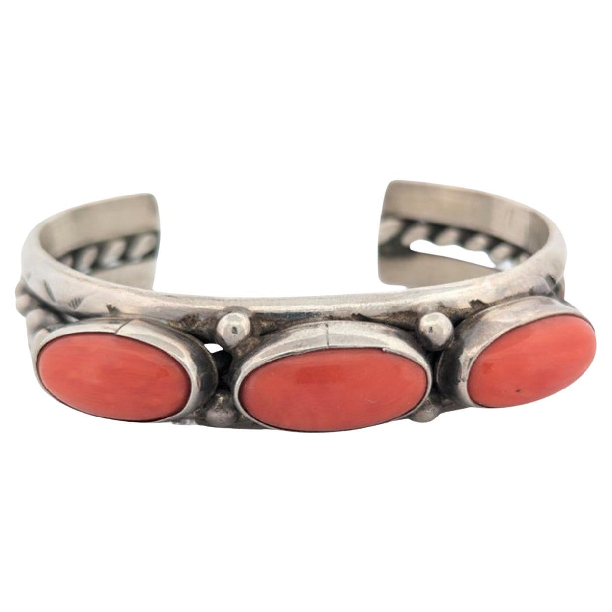 Cowboy's Crossing Vintage Navajo Sterling Silver Three Stone Cuff ...