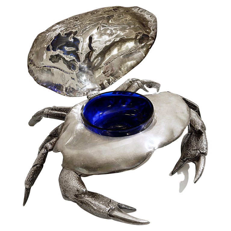 Crab Caviar Cup in Silver Plate, Spain, 1970s For Sale at 1stDibs