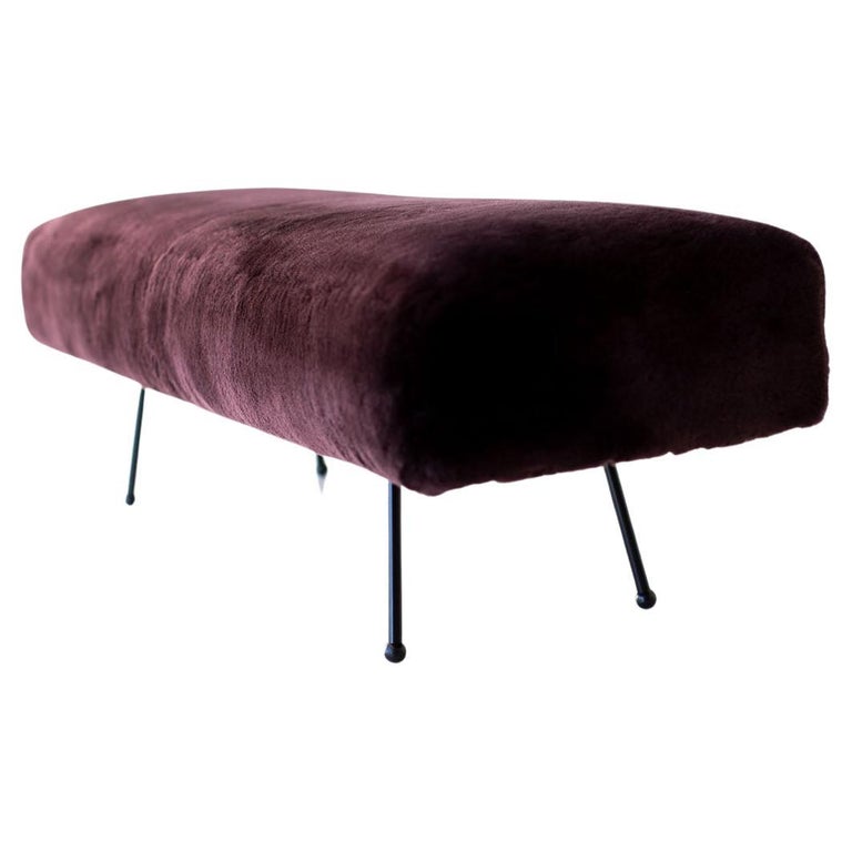 Craft Associates Bench, Modern Upholstered Bench, Black, Metal, Fur For ...