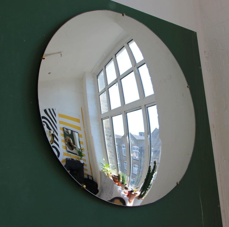 Orbis™ Round Convex Modern Handcrafted Frameless Mirror - Large at 1stDibs