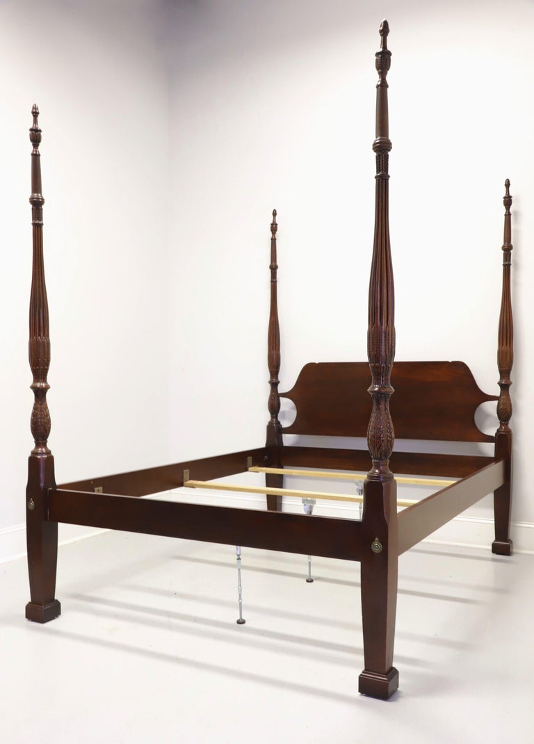 CRAFTIQUE Mahogany Chippendale Queen Size Rice Carved Four Poster ...