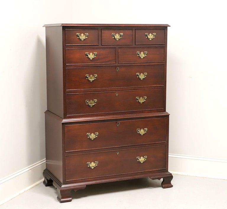 CRAFTIQUE Solid Mahogany Chippendale Style Chest on Chest with Ogee ...