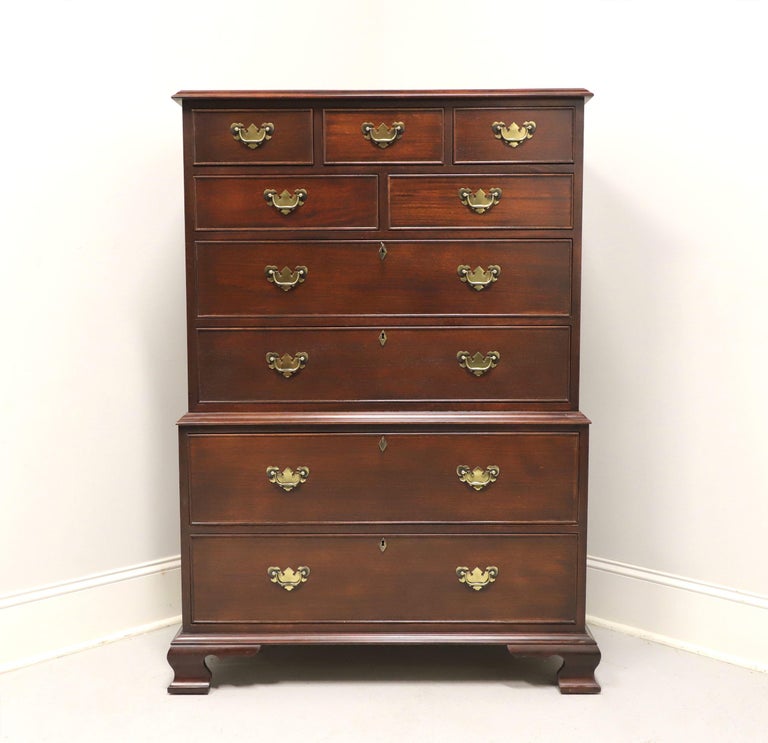 CRAFTIQUE Solid Mahogany Chippendale Style Chest on Chest with Ogee ...