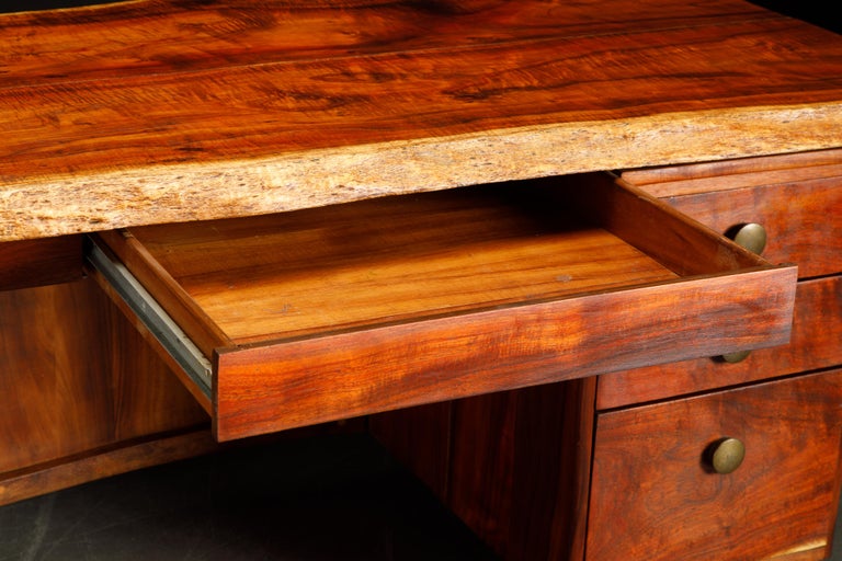 Craftsman Studio Desk with Double Live-Edge Koa Wood Slabs, 1970s at ...