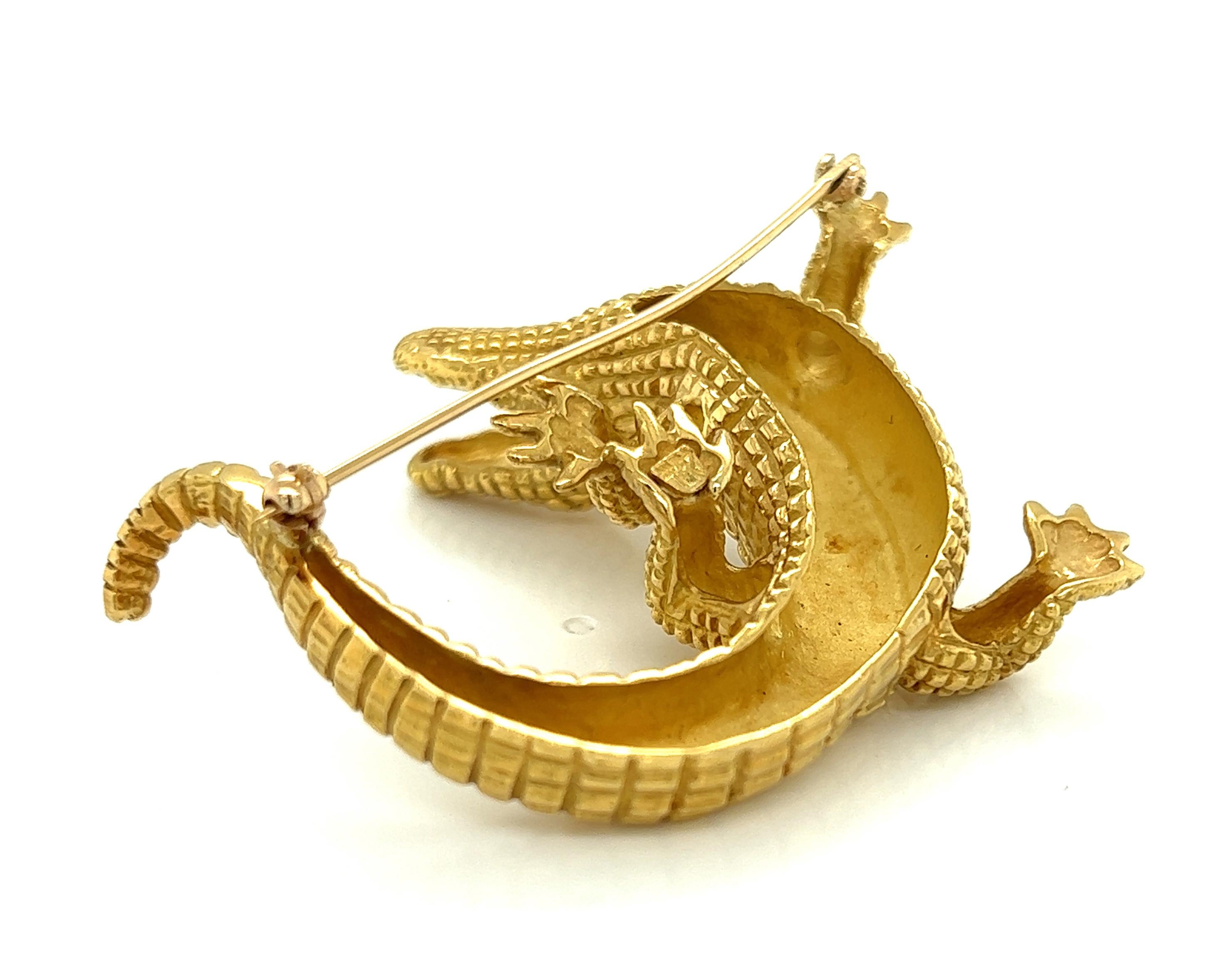 Craig Drake 18k Yellow Gold 3d Full Figure Alligator Pin Brooch For ...