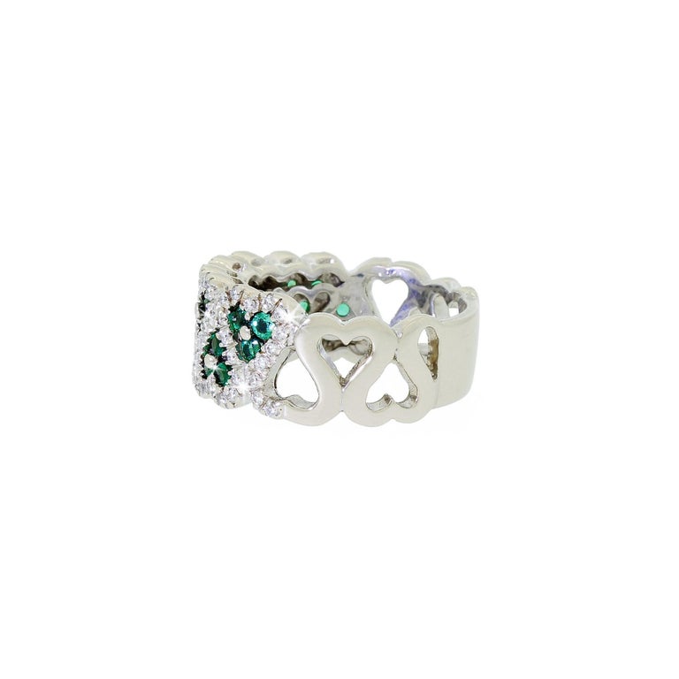Craig Drake Love Heart 18 Karat White Gold Diamond Emerald Eternity ...