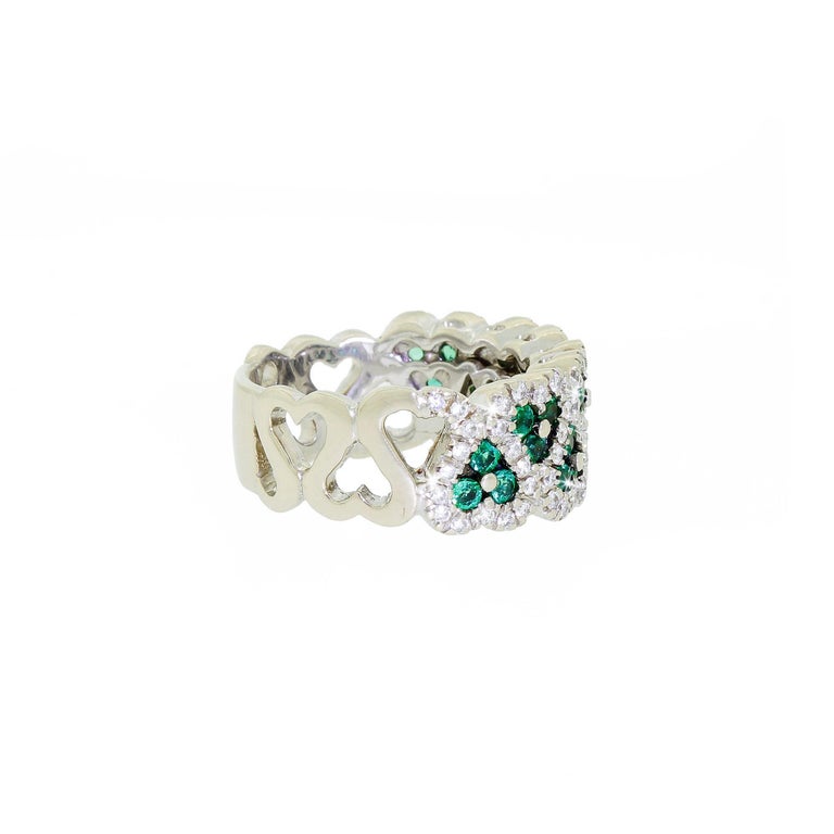 Craig Drake Love Heart 18 Karat White Gold Diamond Emerald Eternity ...
