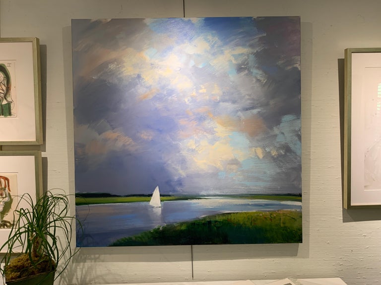 Craig Mooney - Channel Light, Large Square Contemporary Landscape Oil ...