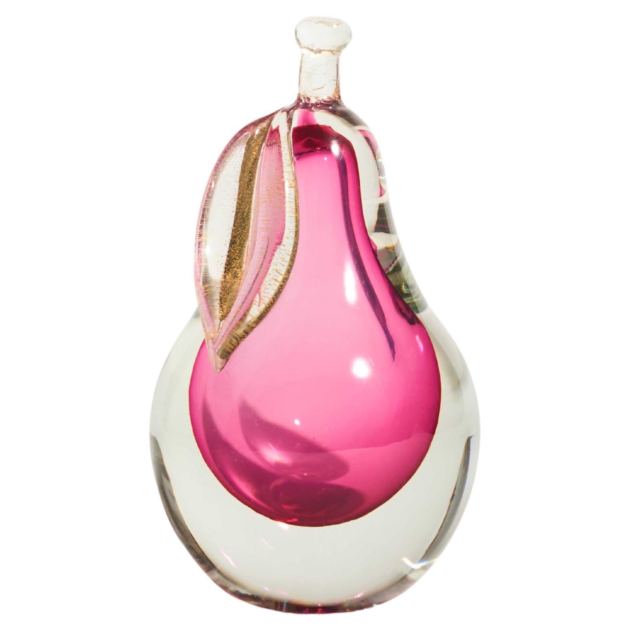 Cranberry Murano Glass Pear at 1stDibs