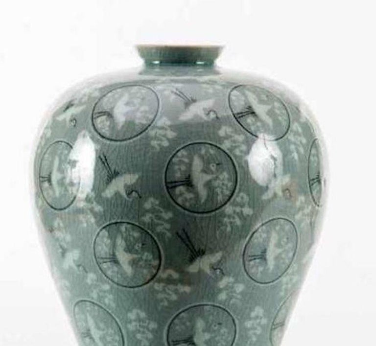 Crane Porcelain Vase, China, 20th Century at 1stDibs