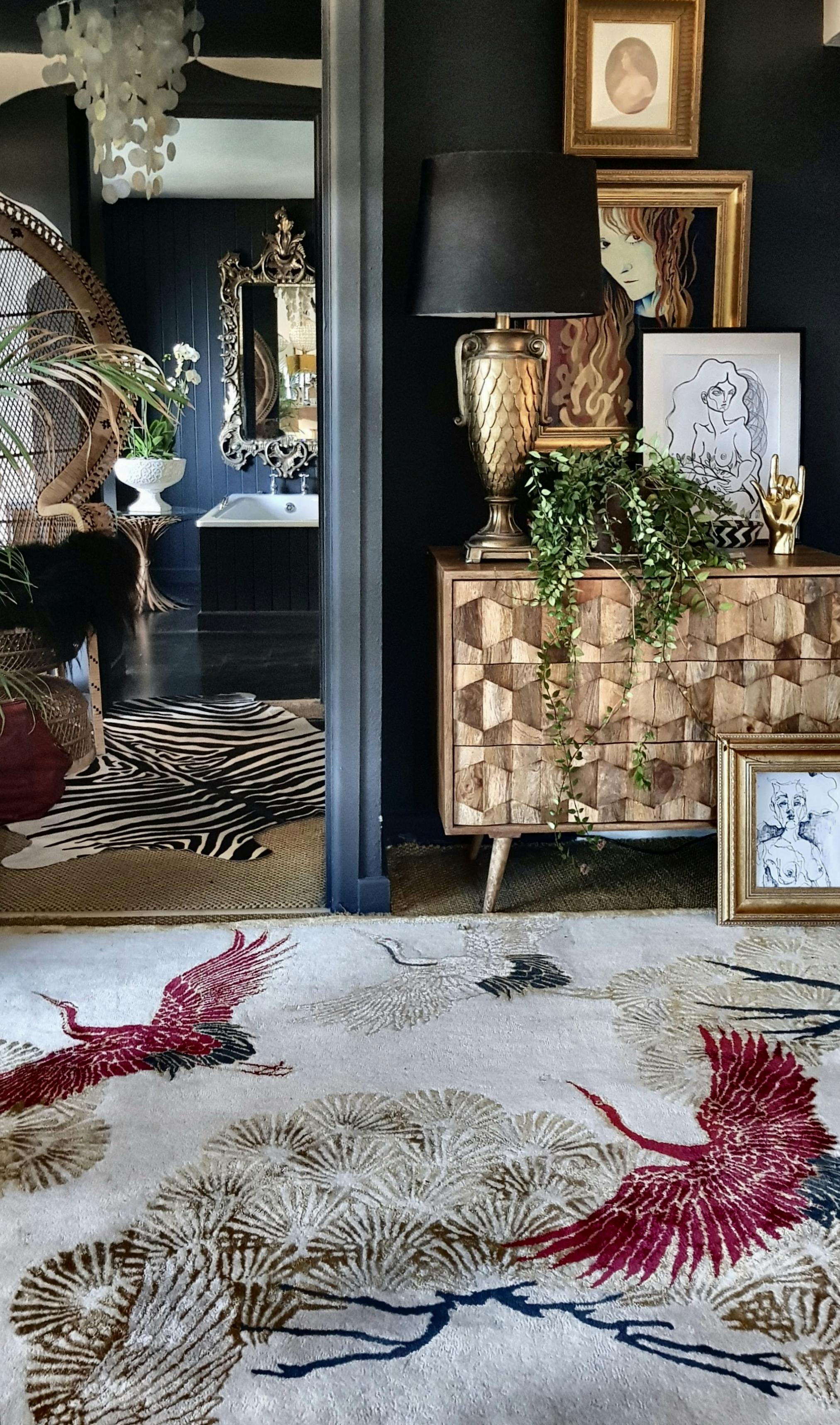 Cranes and Trees, Hand Tufted Rug, in Wool and Tencel by Wendy Morrison ...