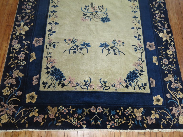Cream and Blue Chinese Rug at 1stDibs | blue chinese rugs
