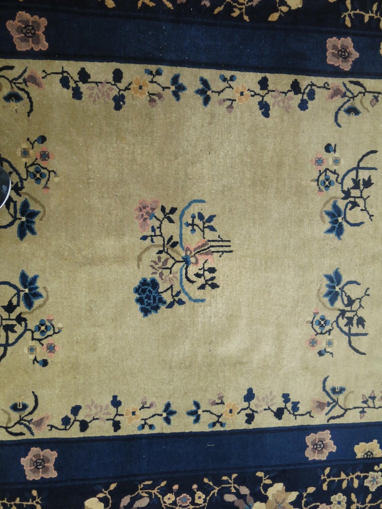 Cream and Blue Chinese Rug at 1stDibs | blue chinese rugs