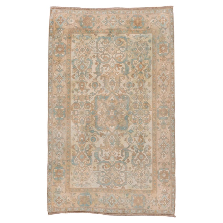 Cream and Aqua Blue Turkish Sivas Scatter Rug, circa 1930s For Sale at ...