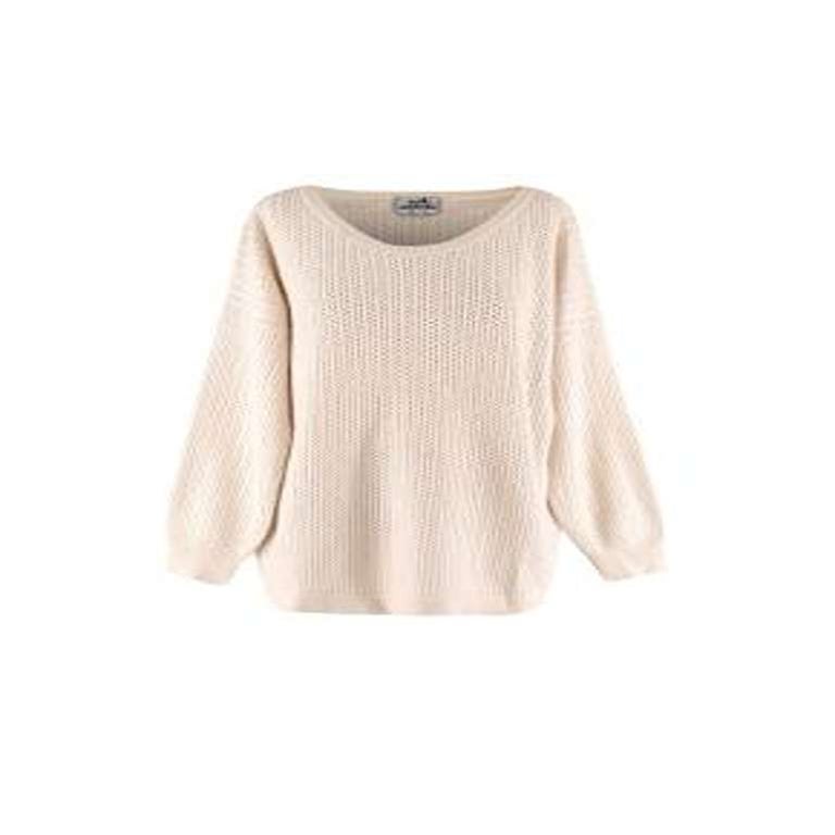 Cream Cashmere and Cotton Knitted Jumper For Sale at 1stDibs