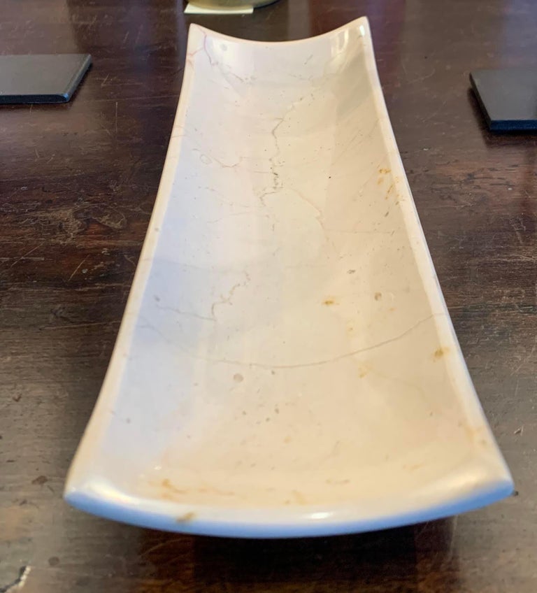 Cream Color Travertine Curved Rectangle Tray, Contemporary, Mexico For ...