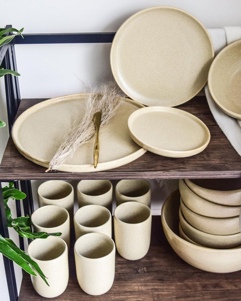 Cream Custard Handmade Organic Modern Salad Plates, Set of 4 For Sale ...