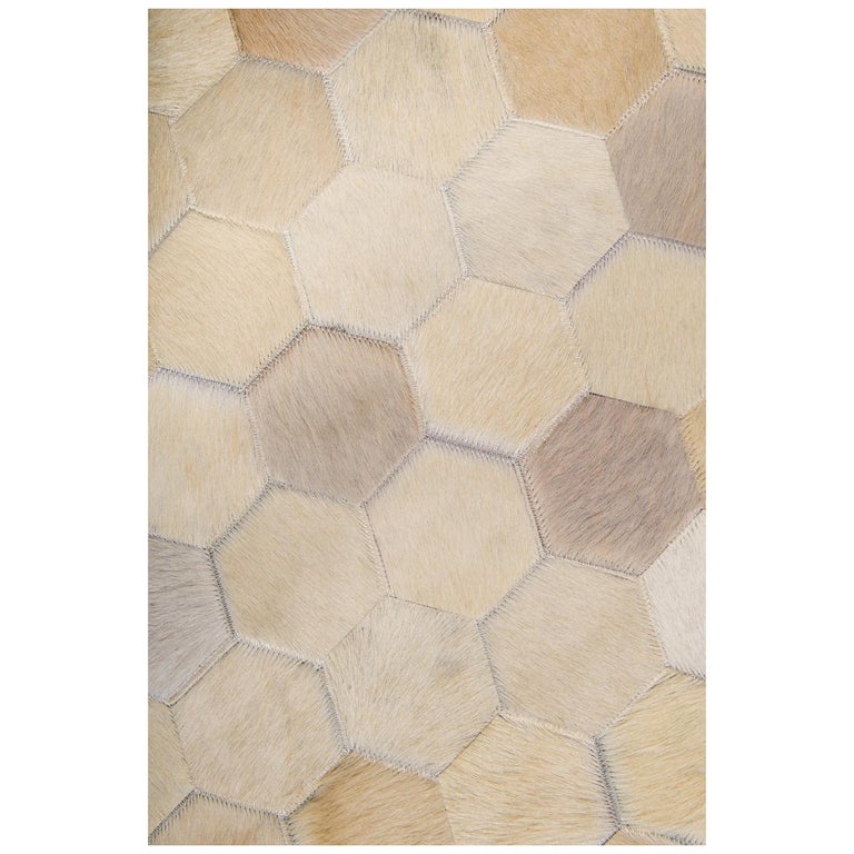 Cream Customizable Angulo Cowhide Area Floor Rug Medium at 1stDibs