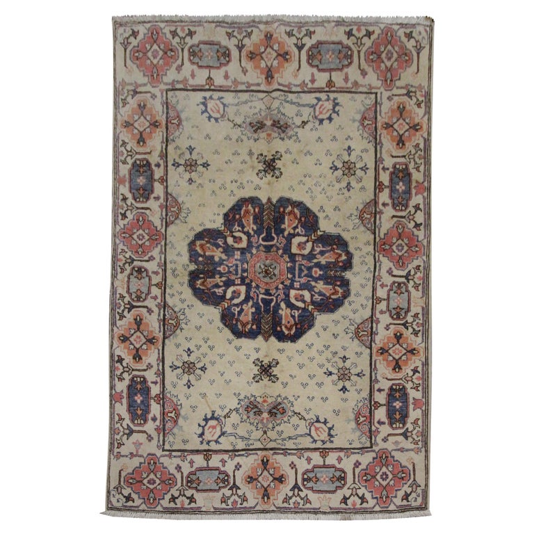 Cream Carpet Medallion Oriental Rug Handmade Symmetrical Living Area ...