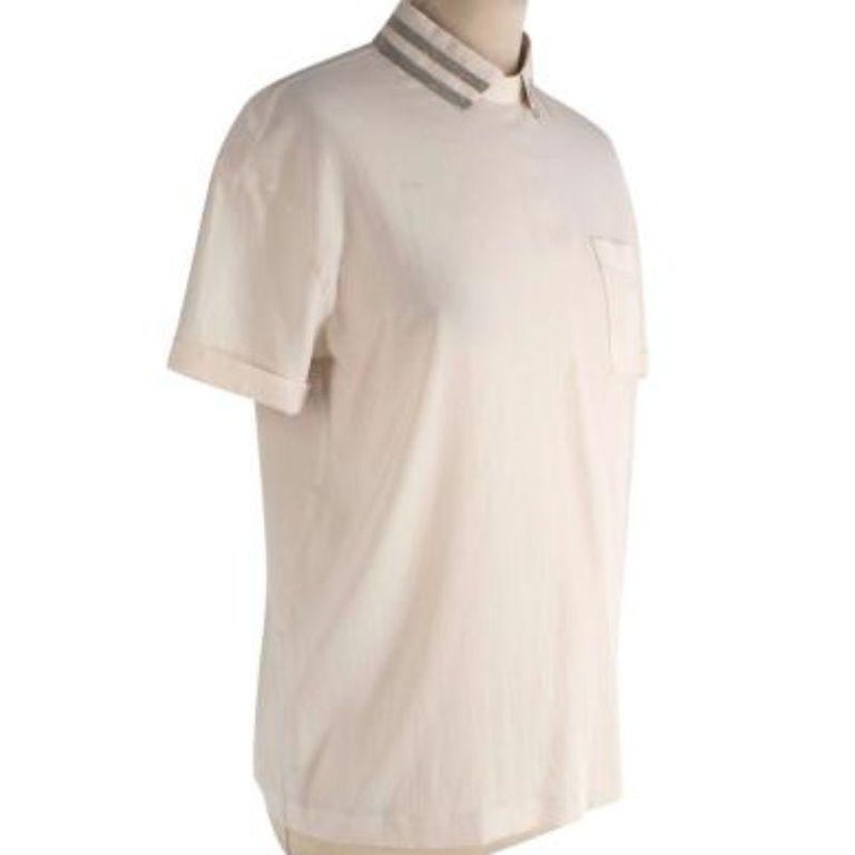 Cream hammered silk collared top For Sale at 1stDibs