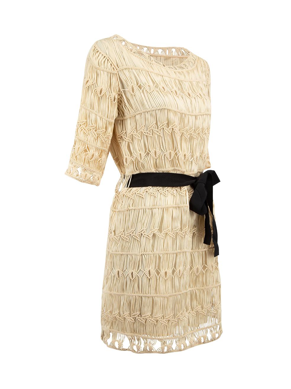 Cream Macrame Mini Dress Size M For Sale at 1stDibs