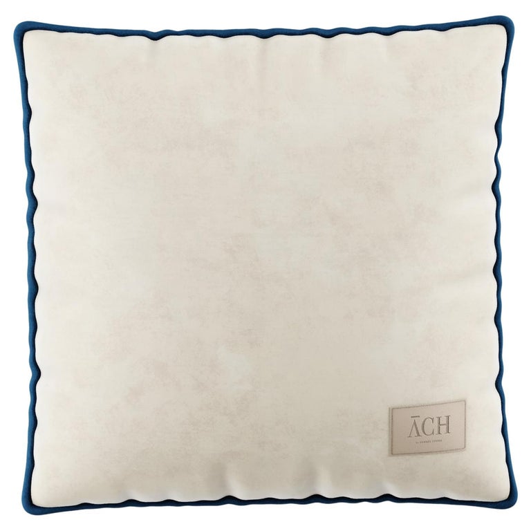 Cream Ocean Square, Beige and Blue Modern Cushion Double Side in Soft ...