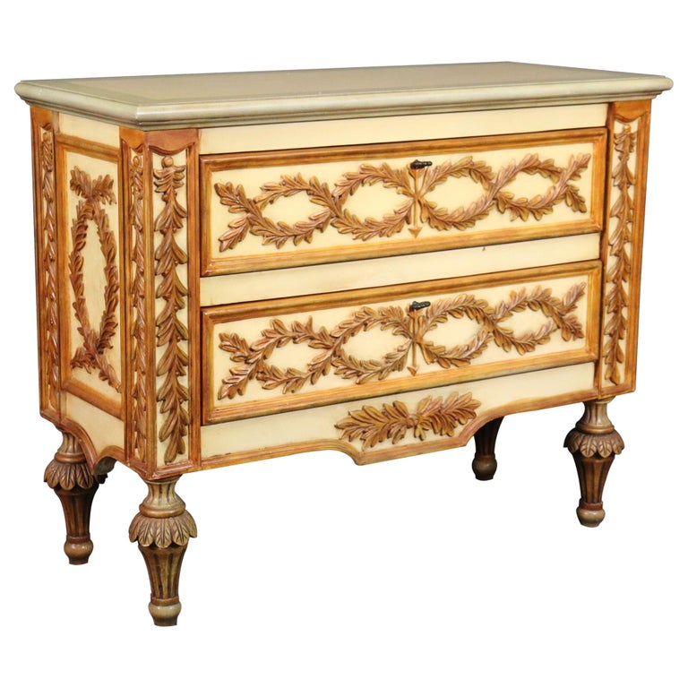 Cream Paint and Gold French Louis XVI Commode Dresser at 1stDibs