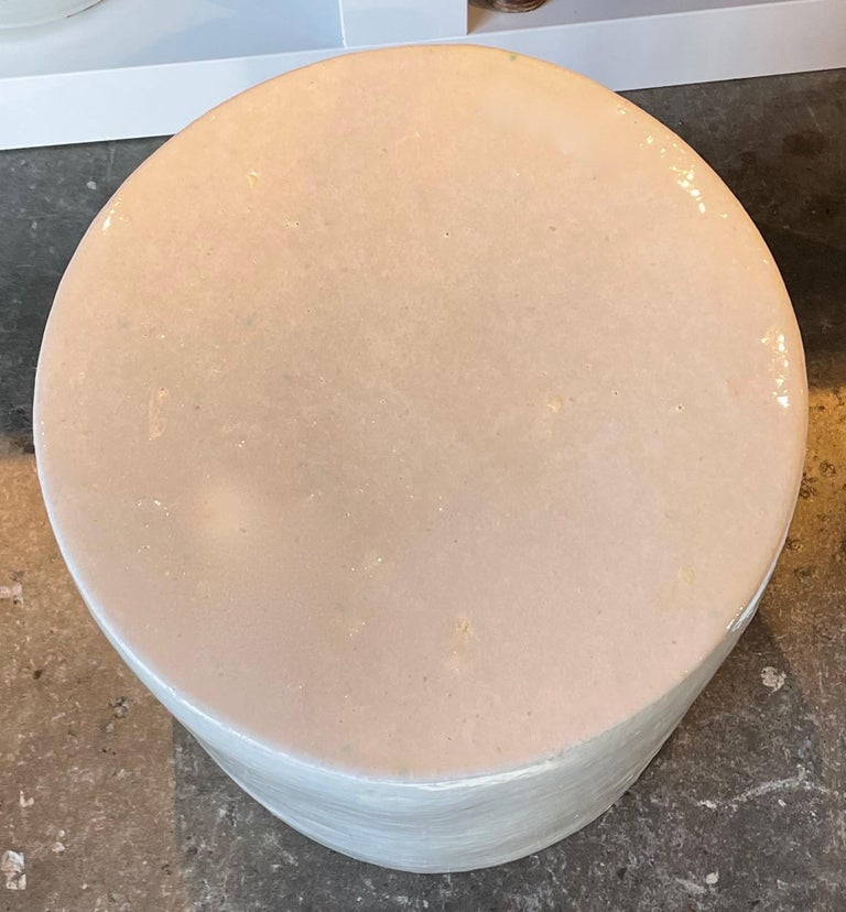 Cream Pair Round Terracotta Garden Stools, China, Contemporary For Sale ...