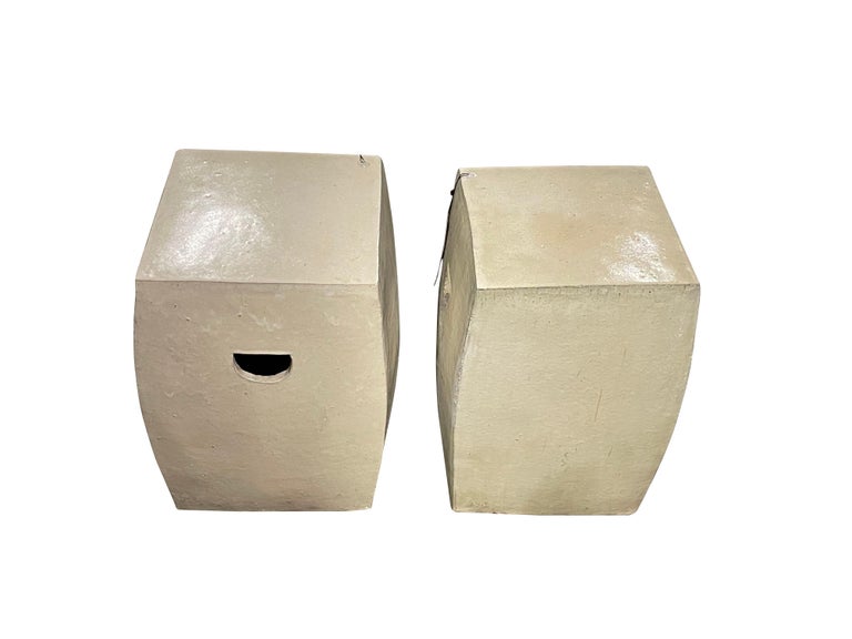 Cream Pair Round Terracotta Garden Stools, China, Contemporary For Sale ...