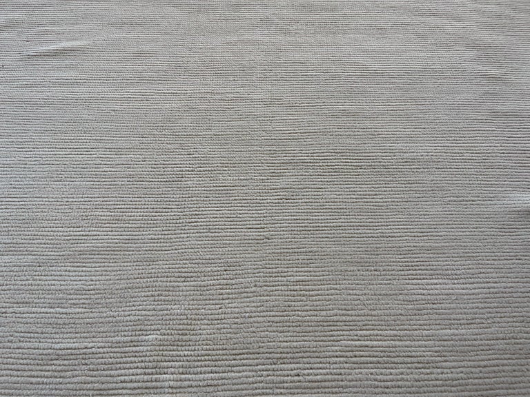 Cream Plain Ribbed Moroccan Design Area Rug For Sale at 1stDibs