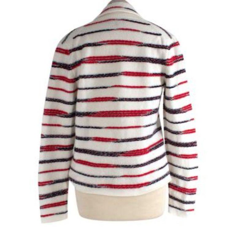 cream and red knitted cashmere jacket For Sale at 1stDibs